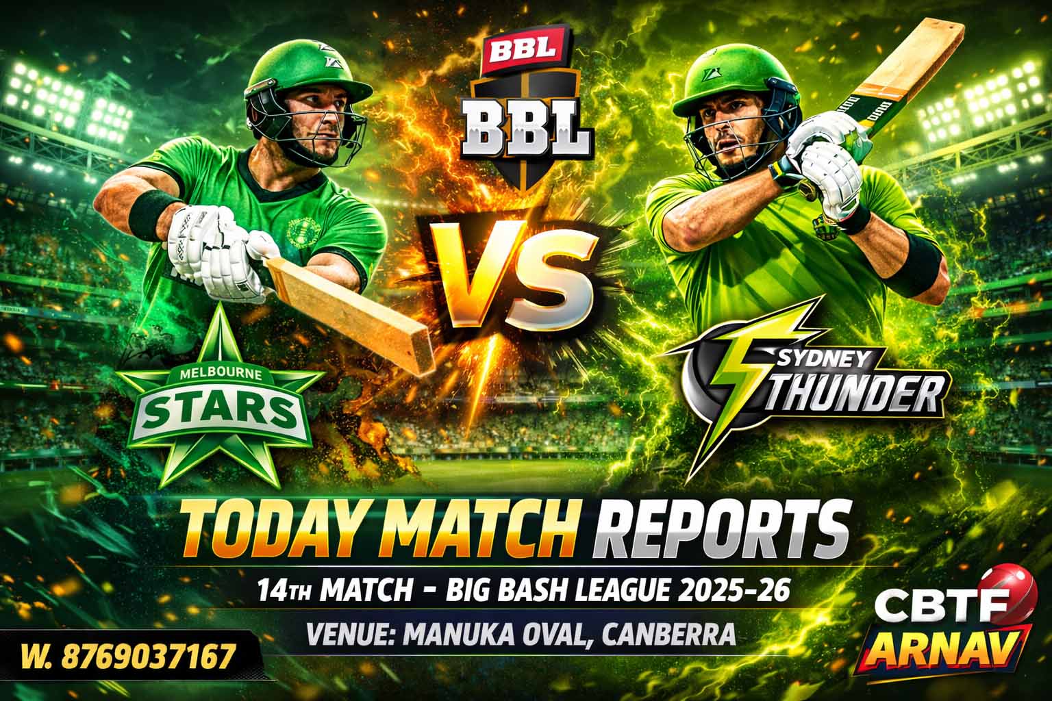 Melbourne Stars vs Sydney Thunder BBL 100% Match Prediction