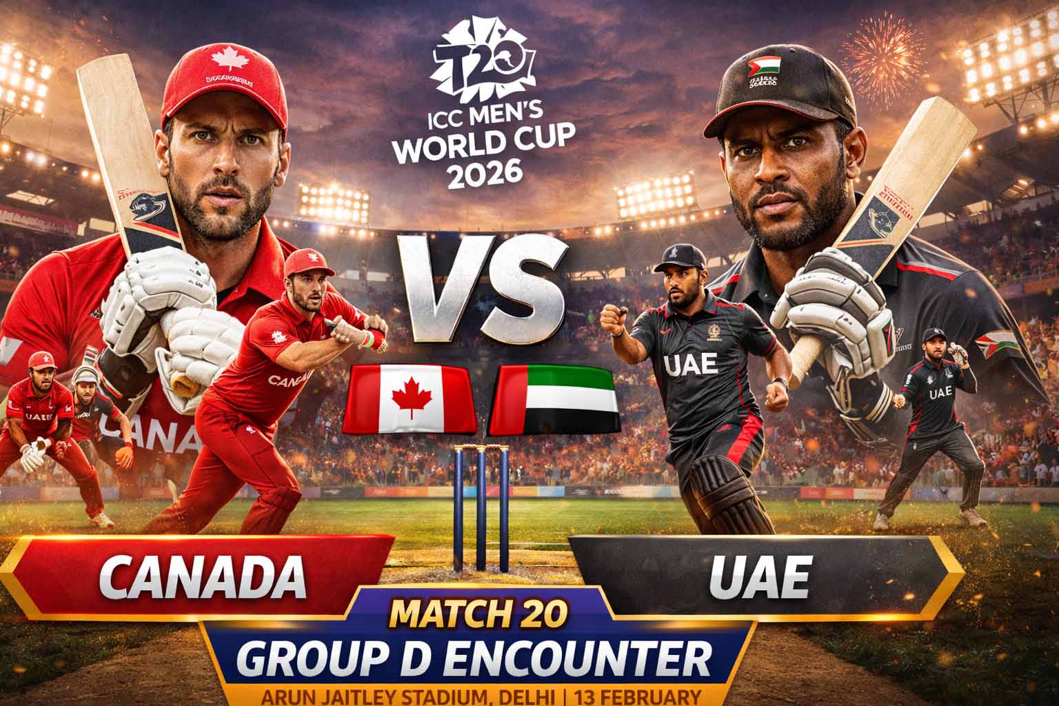 ICC T20 WC 2026: Canada vs UAE Match 20 Prediction