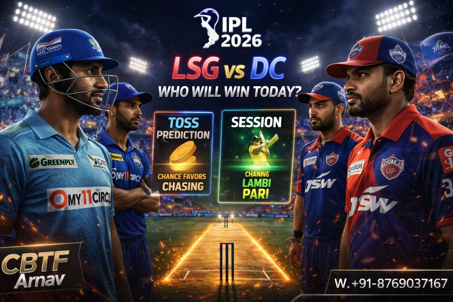 100% Sure IPL 2026 LSG vs DC Match Prediction & Toss Winner