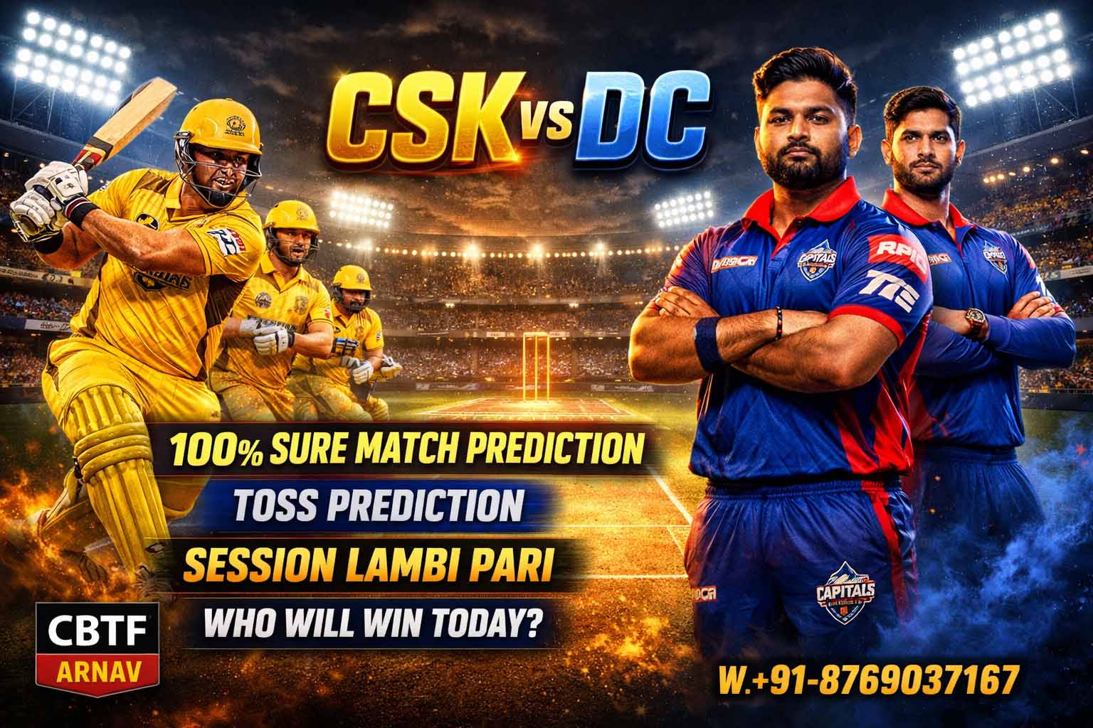 CSK vs DC IPL 2026 100% Sure Match Prediction & Toss Tips